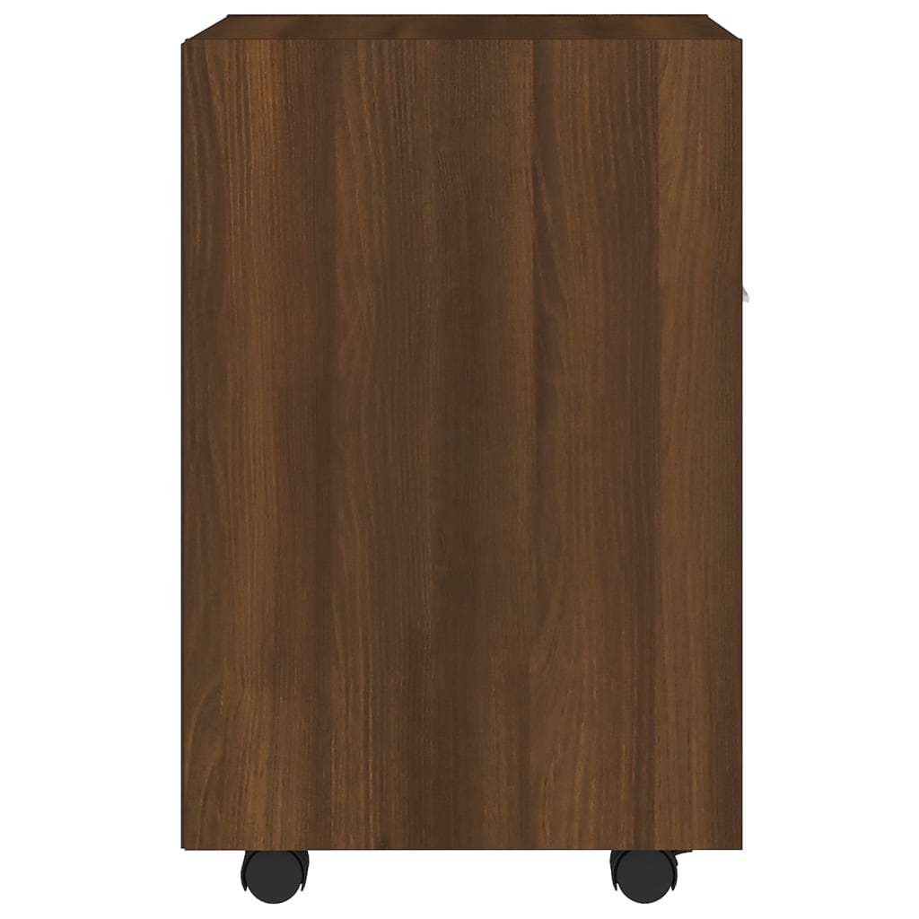 Dulap lateral cu roti vidaXL, stejar maro, 33x38x60 cm, lemn prelucrat ...