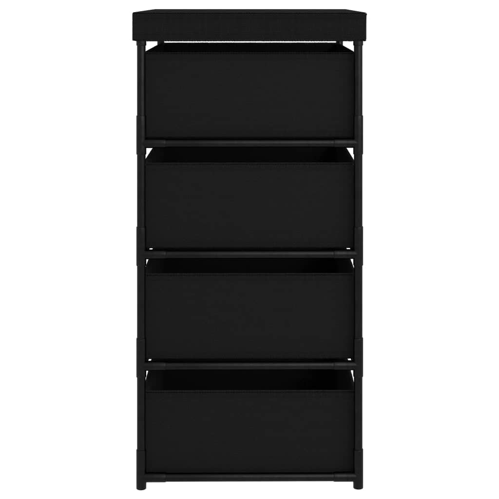 Raft de depozitare cu 4 cosuri textile, Design practic, negru otel ...