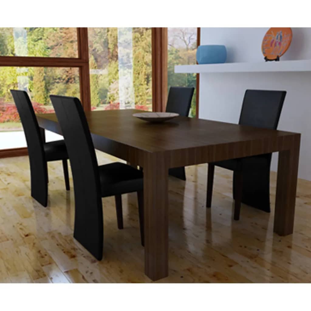 Set 4 Scaune dining, Bucatarie, Modern, negru,43x53x93 cm, piele ...