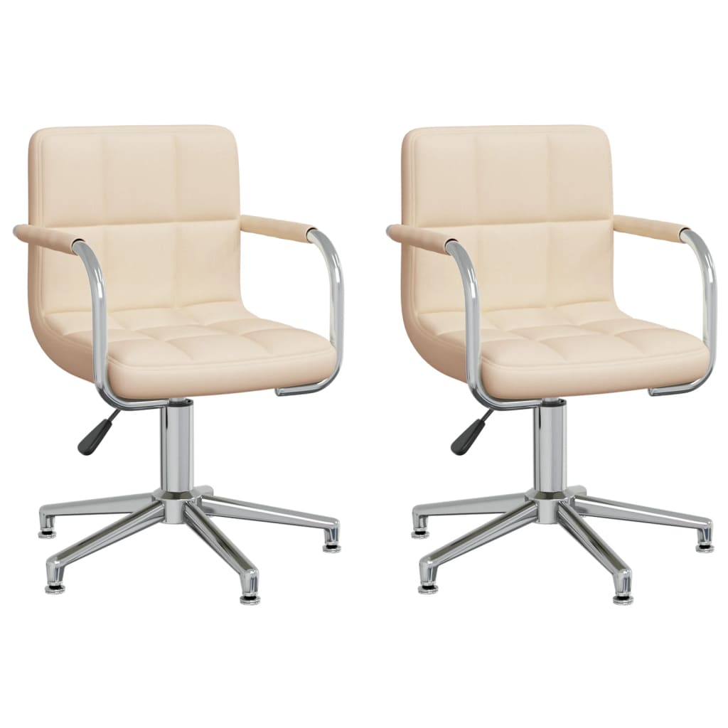 Set Scaune de masa pivotante, 2 buc., crem, textil, pentru bucatarie ...