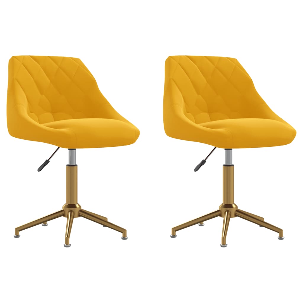 Set Scaune de masa pivotante, 2 buc., galben mustar, catifea, structura ...