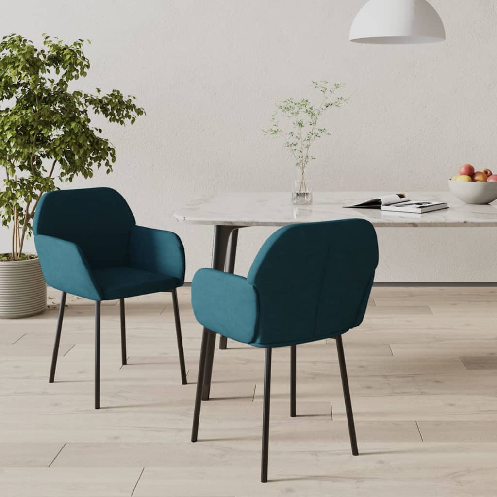 Set 2 Scaune dining, Bucatarie, Modern, albastru,54x59x76 cm, catifea ...