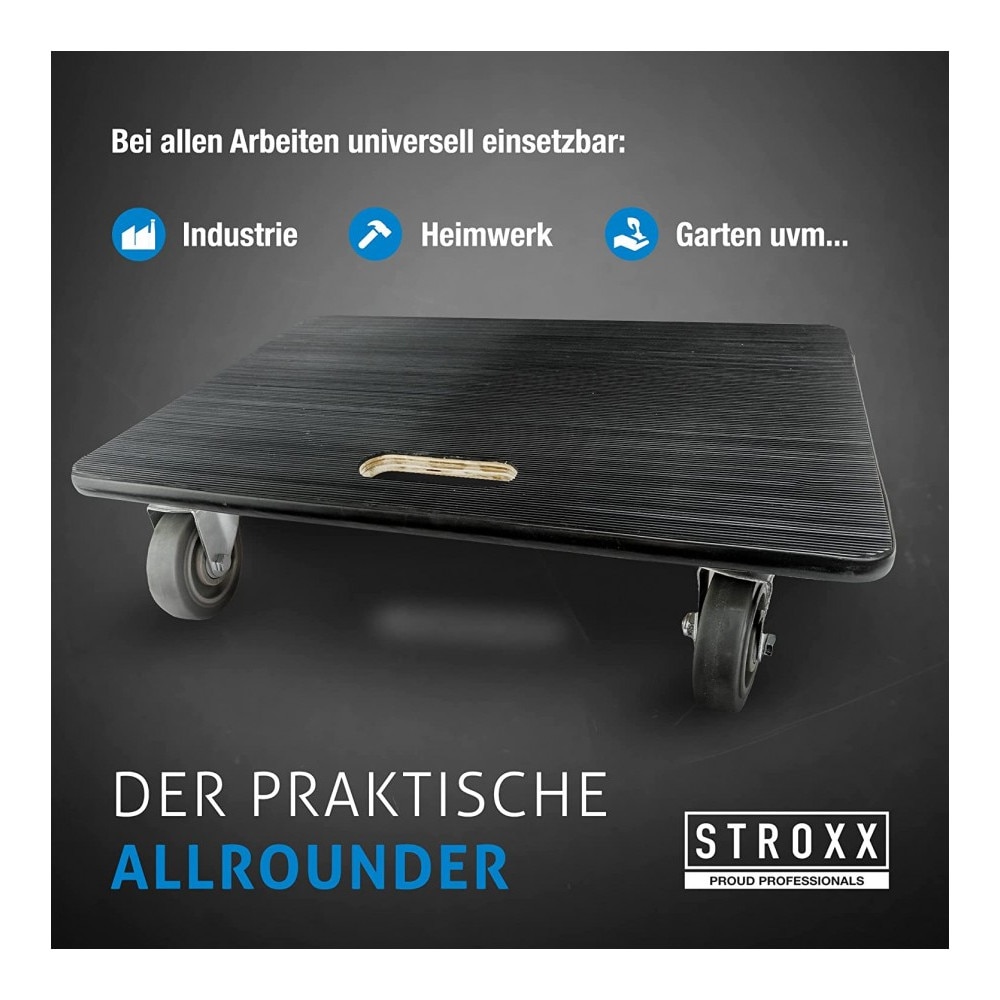 Platforma de transport cu roti STROXX, dimensiune 600 x 400 mm, cu 4 ...