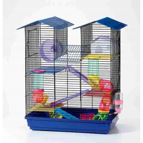 Cusca pentru hamsteri, Happet, Plastic/Metal, 47 x 30 x 59 cm, Albastru ...