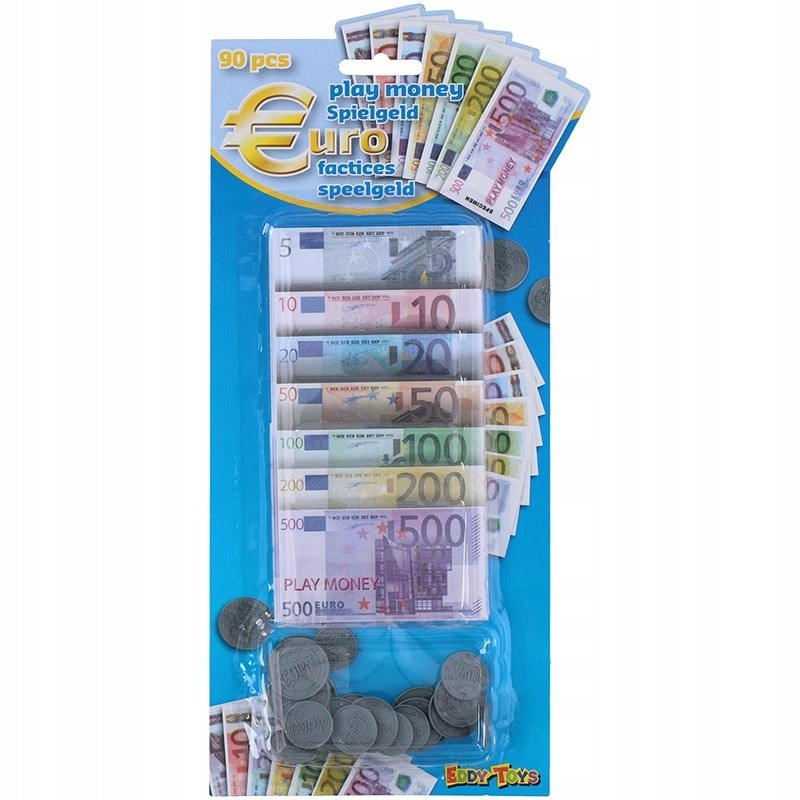 Bani de jucarie Eddy Toys, Bancnote si monede euro, Multicolor - eMAG.ro