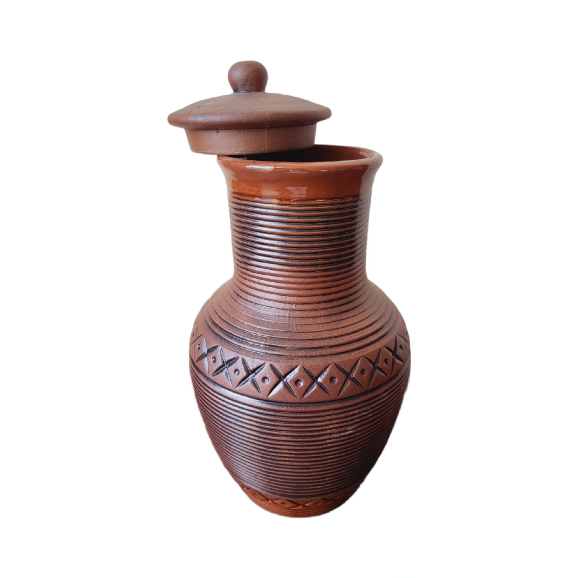 Set pentru vin Diveli, 1 Ulcior si 4 pahare, lut rosu, 2L/300 mlx4 ...