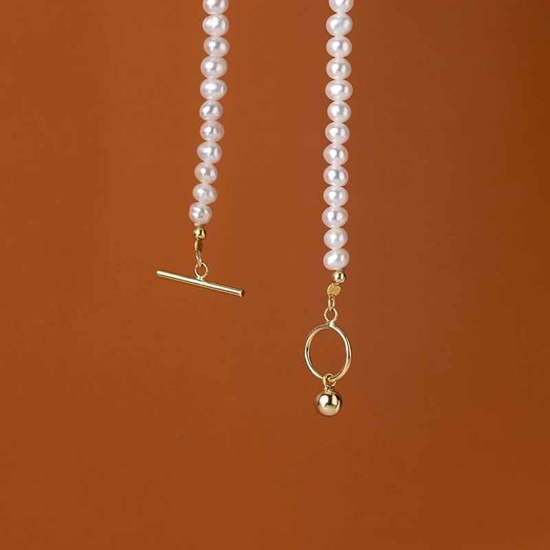 Colier din perle naturale de cultura cu inchizatoare din argint suflat ...