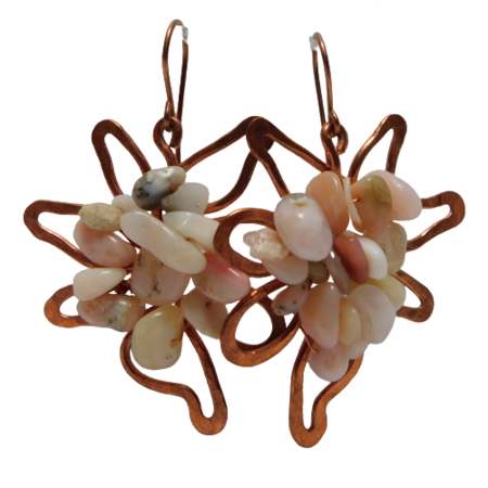 Cercei din cupru, frunza cu opal roz - eMAG.ro