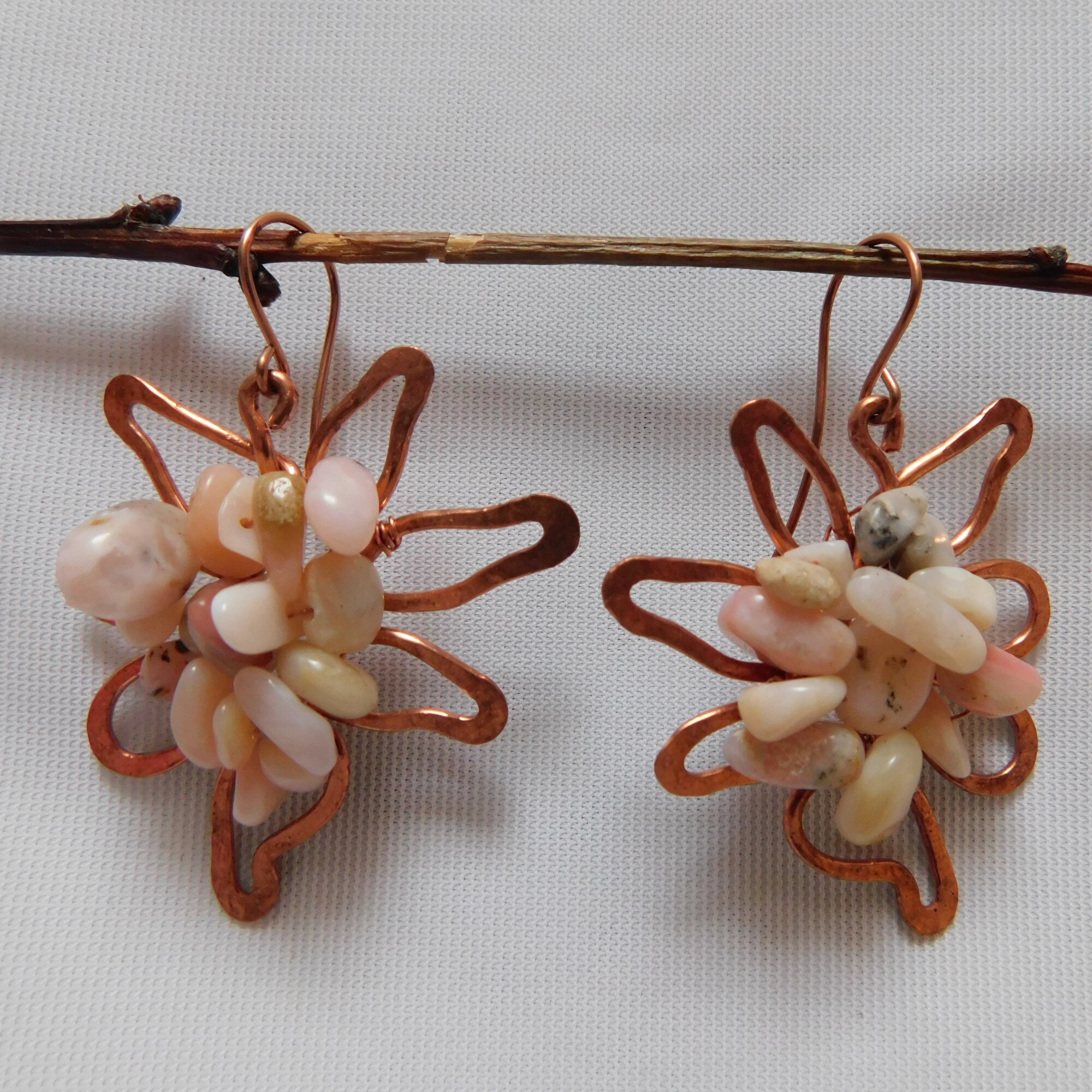 Cercei din cupru, frunza cu opal roz - eMAG.ro