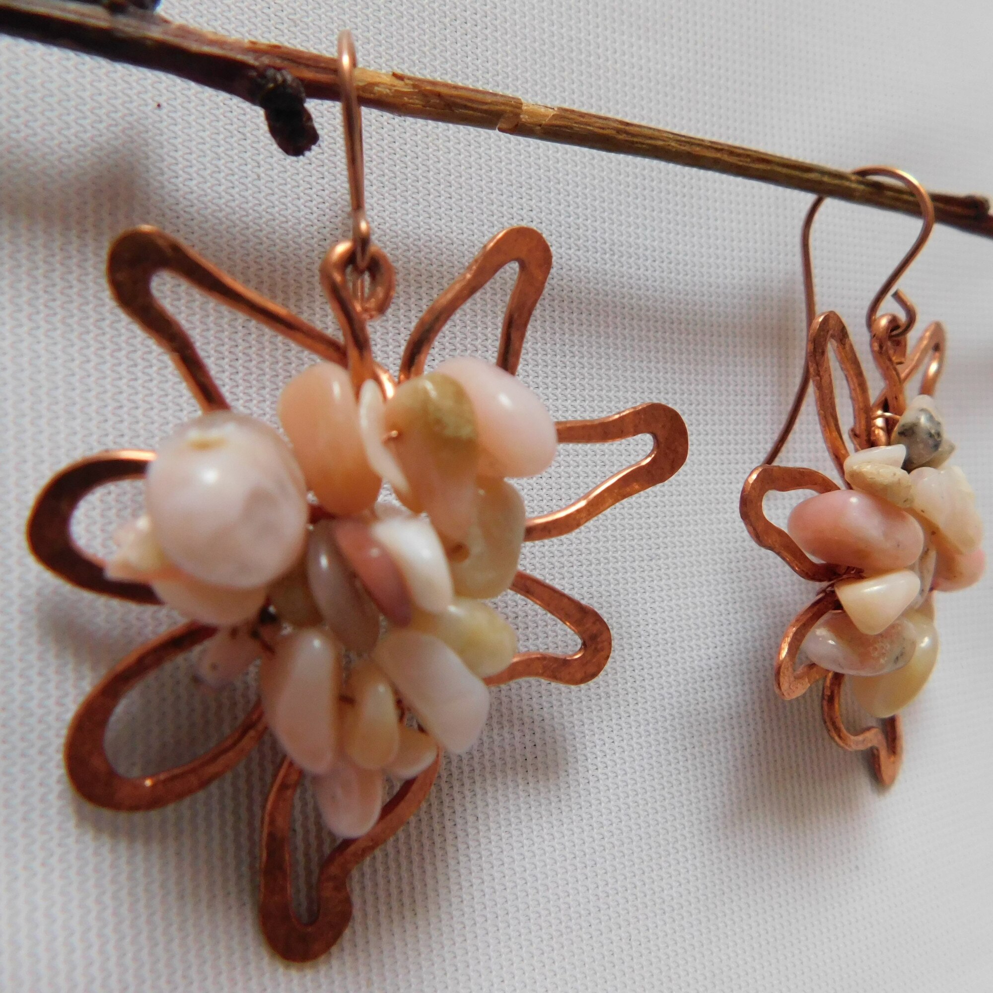 Cercei din cupru, frunza cu opal roz - eMAG.ro