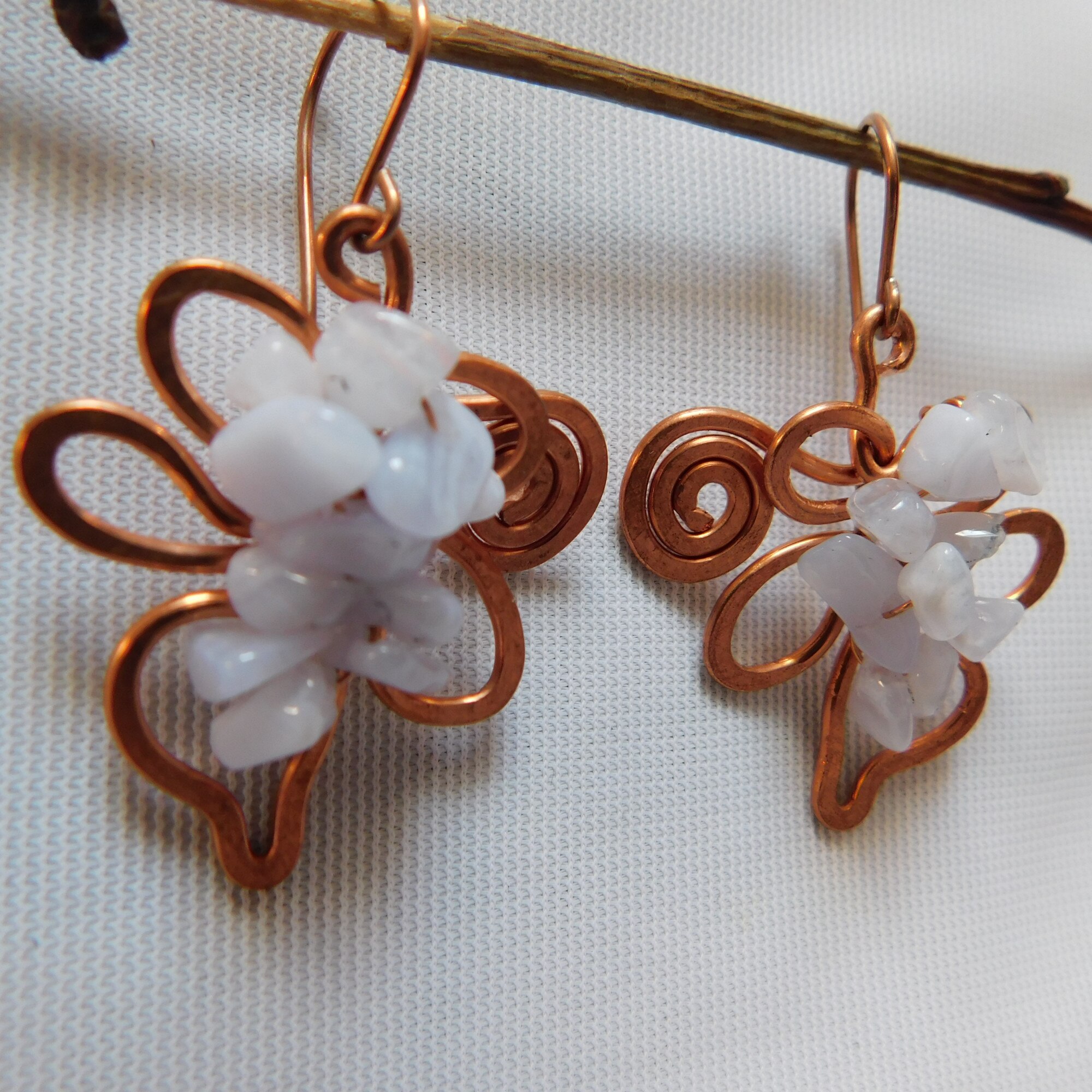 Cercei din cupru, frunza cu agat "dantela albastra" - eMAG.ro