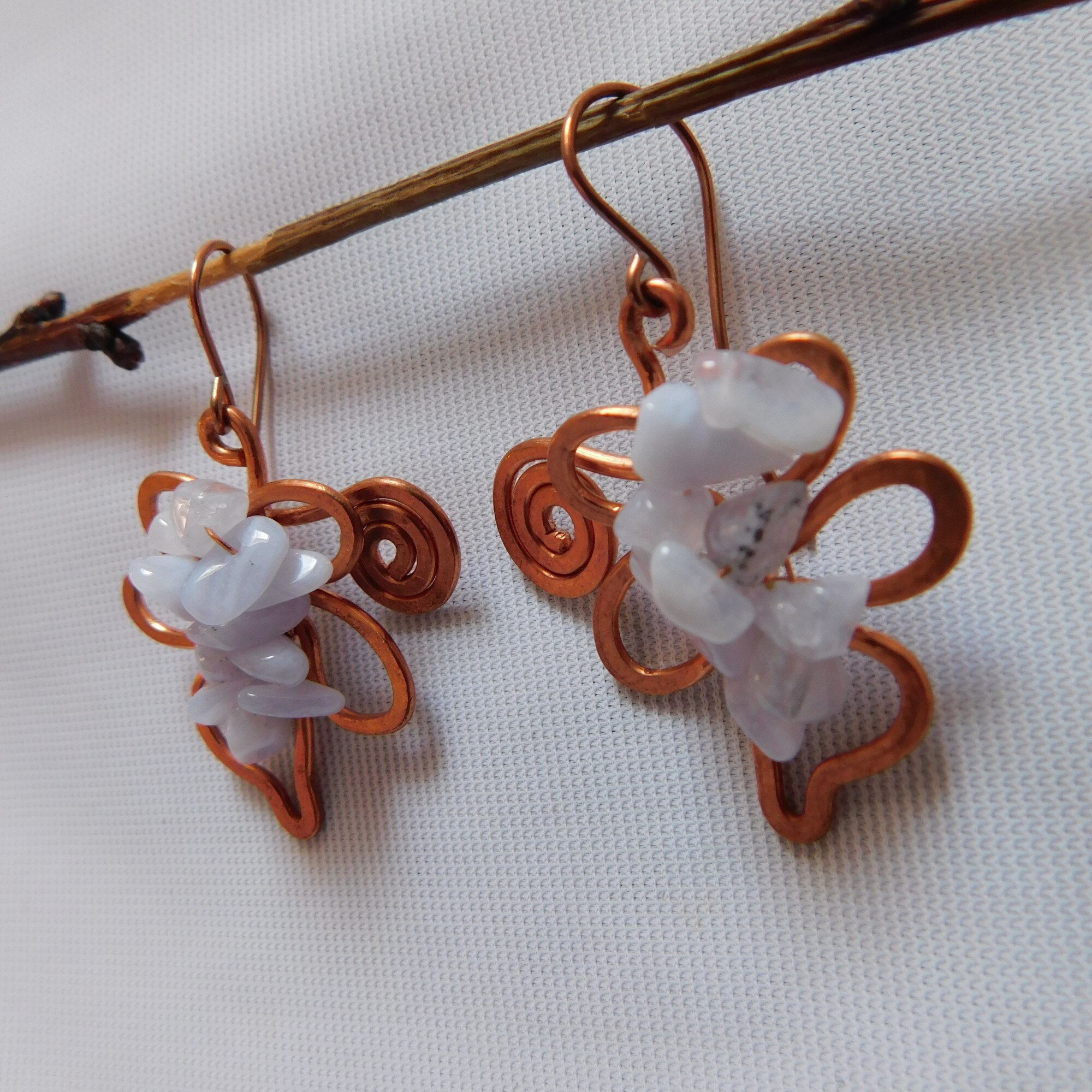 Cercei din cupru, frunza cu agat "dantela albastra" - eMAG.ro