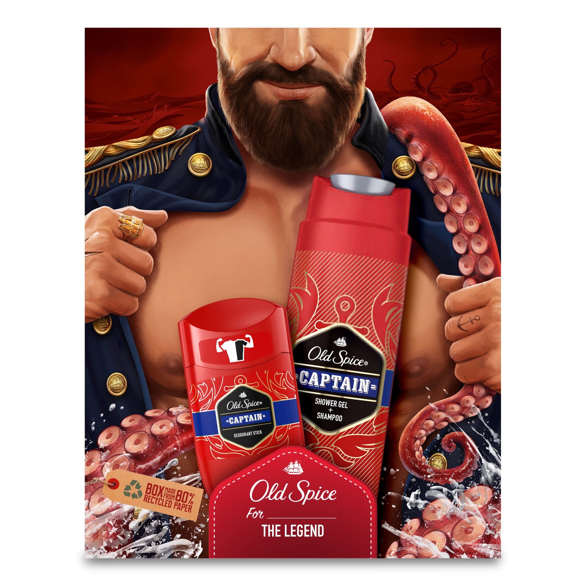 Комплект Old Spice Dark Captain: Дезодорант стик, 50 мл + Душ гел, 200 ...