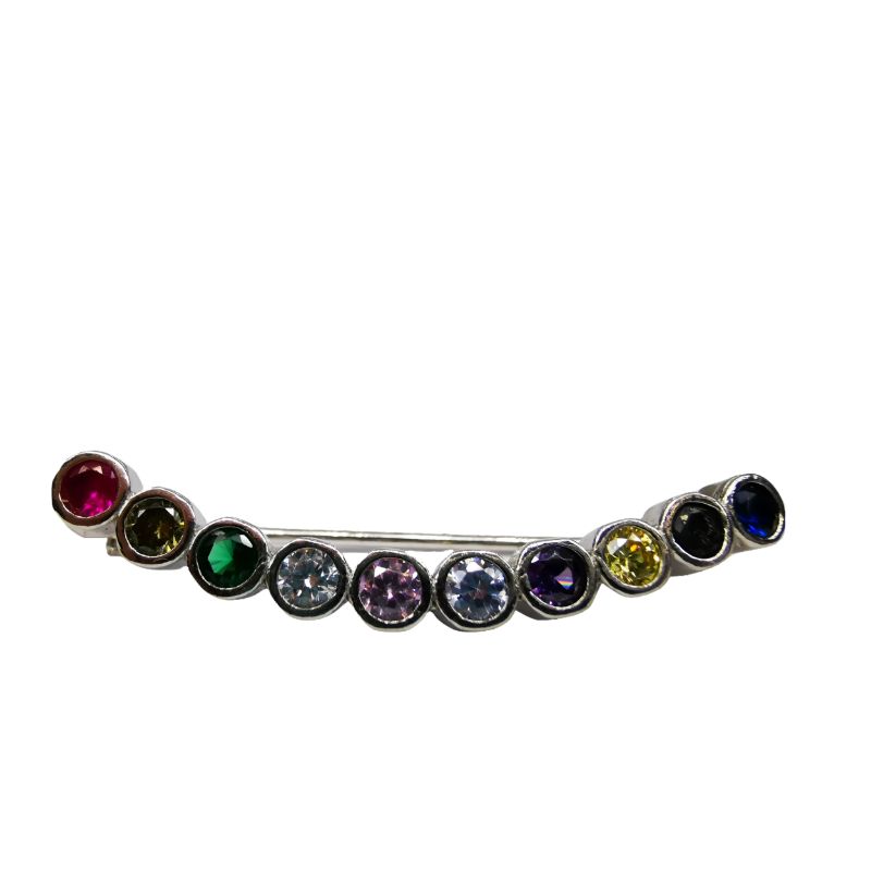 Brosa din Argint 925 Semicerc Pietre Colorate Rotunde - eMAG.ro