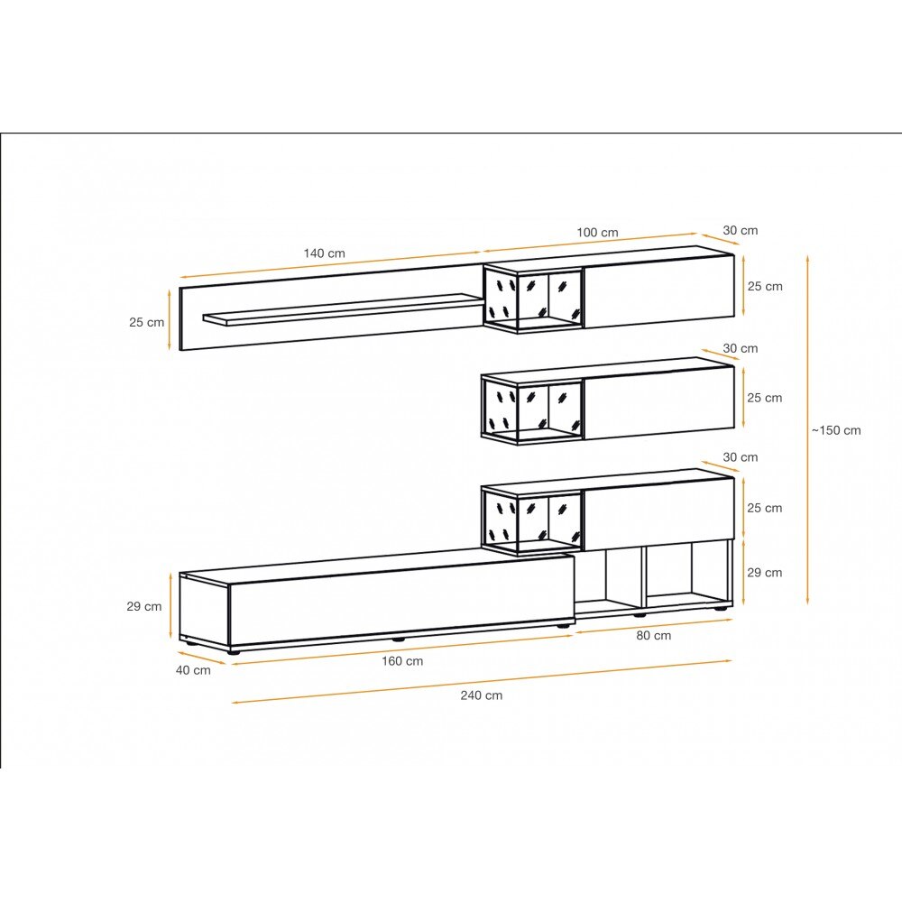 Set living Silk, 240x40x150cm, alb perla - eMAG.ro