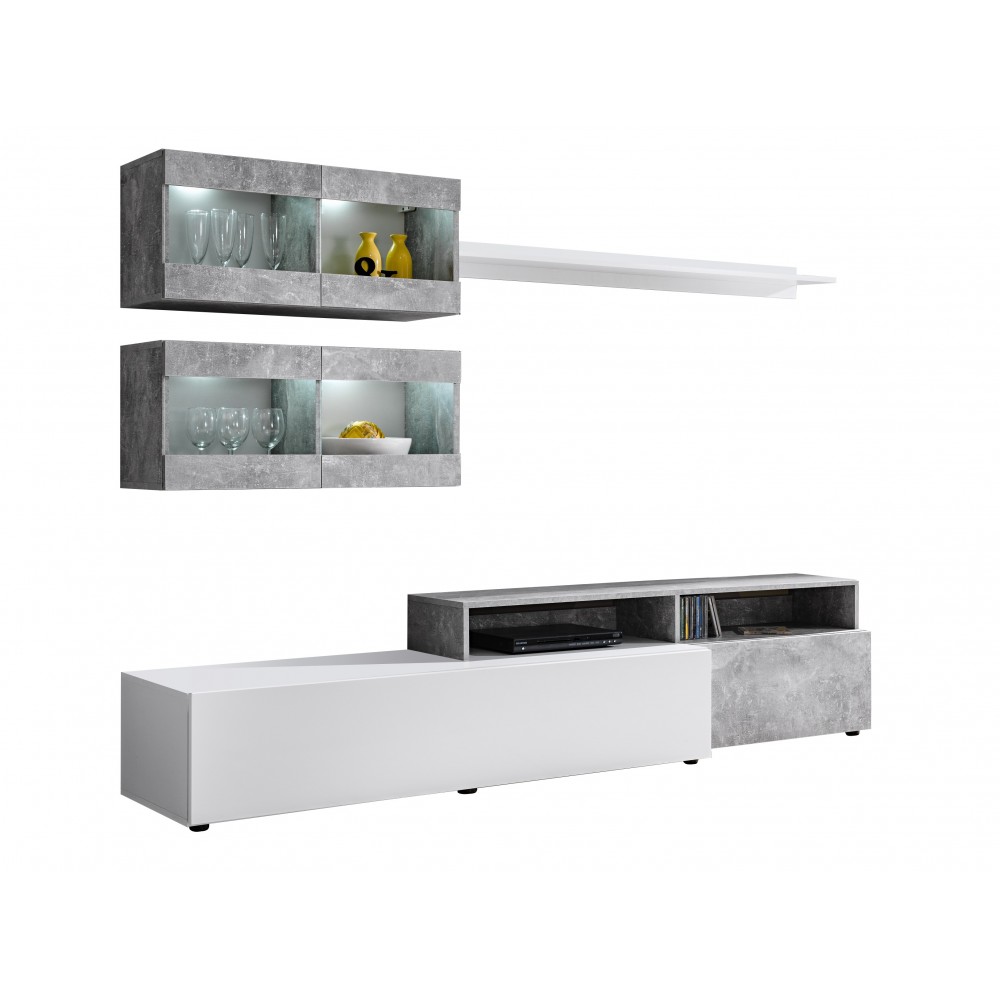 Set living Light, 210x45x170cm, alb lucios - eMAG.ro