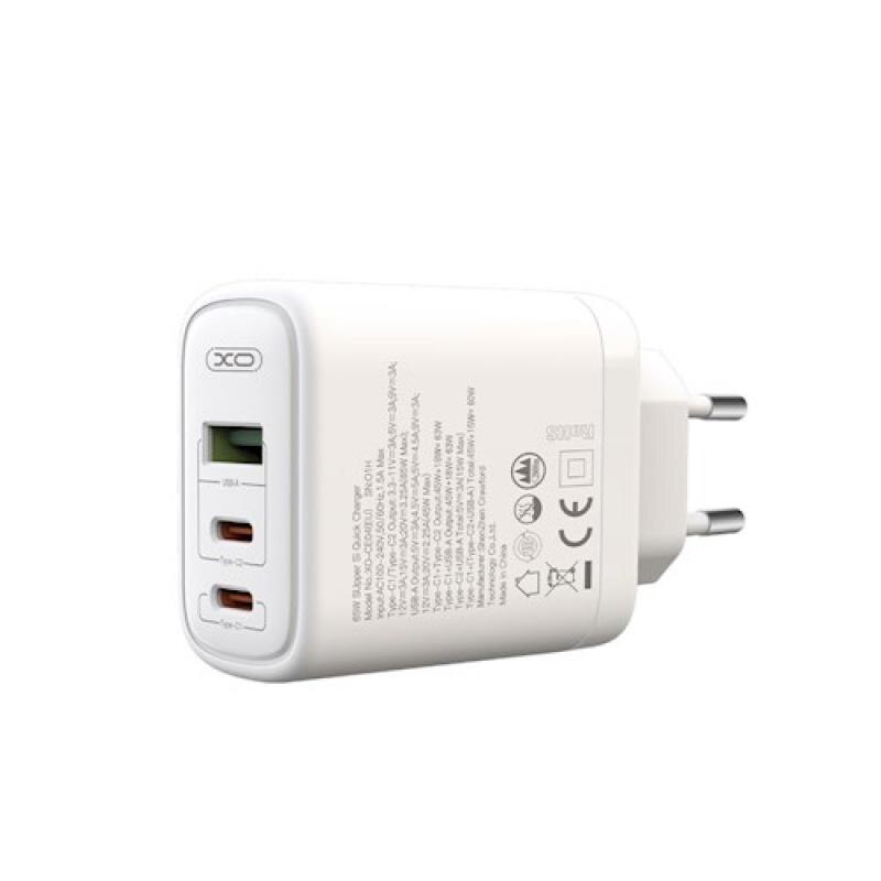 Мрежово зарядно XO CE04, 2 x USB-C/USB, Quick Charge 4+, Power Delivery ...