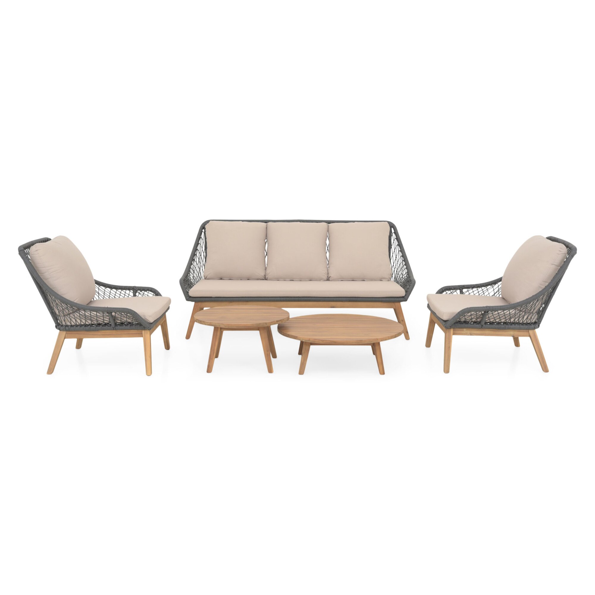 Set mobilier 5 piese gradina/terasa, Maison Mex DANAO, natur/crem - eMAG.ro