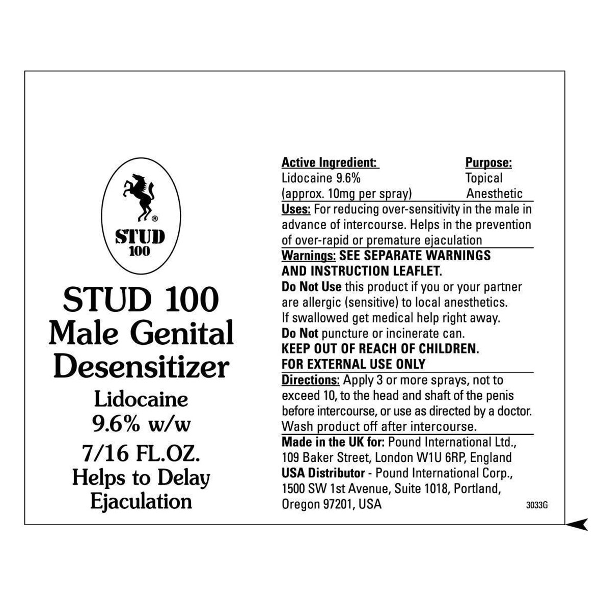 Spray, Stud 100, pentru potenta si intarzierea ejacularii, 12 ml - eMAG.ro