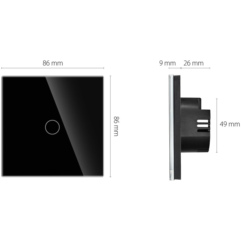 Intrerupator simplu cu touch LUXION, 500W, Sticla, Negru - eMAG.ro