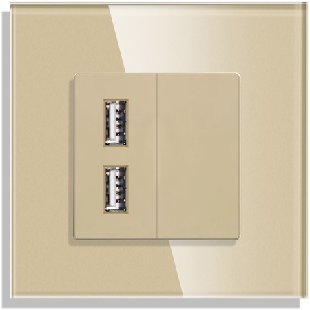 Priza USB cu rama din sticla LUXION, Auriu - eMAG.ro