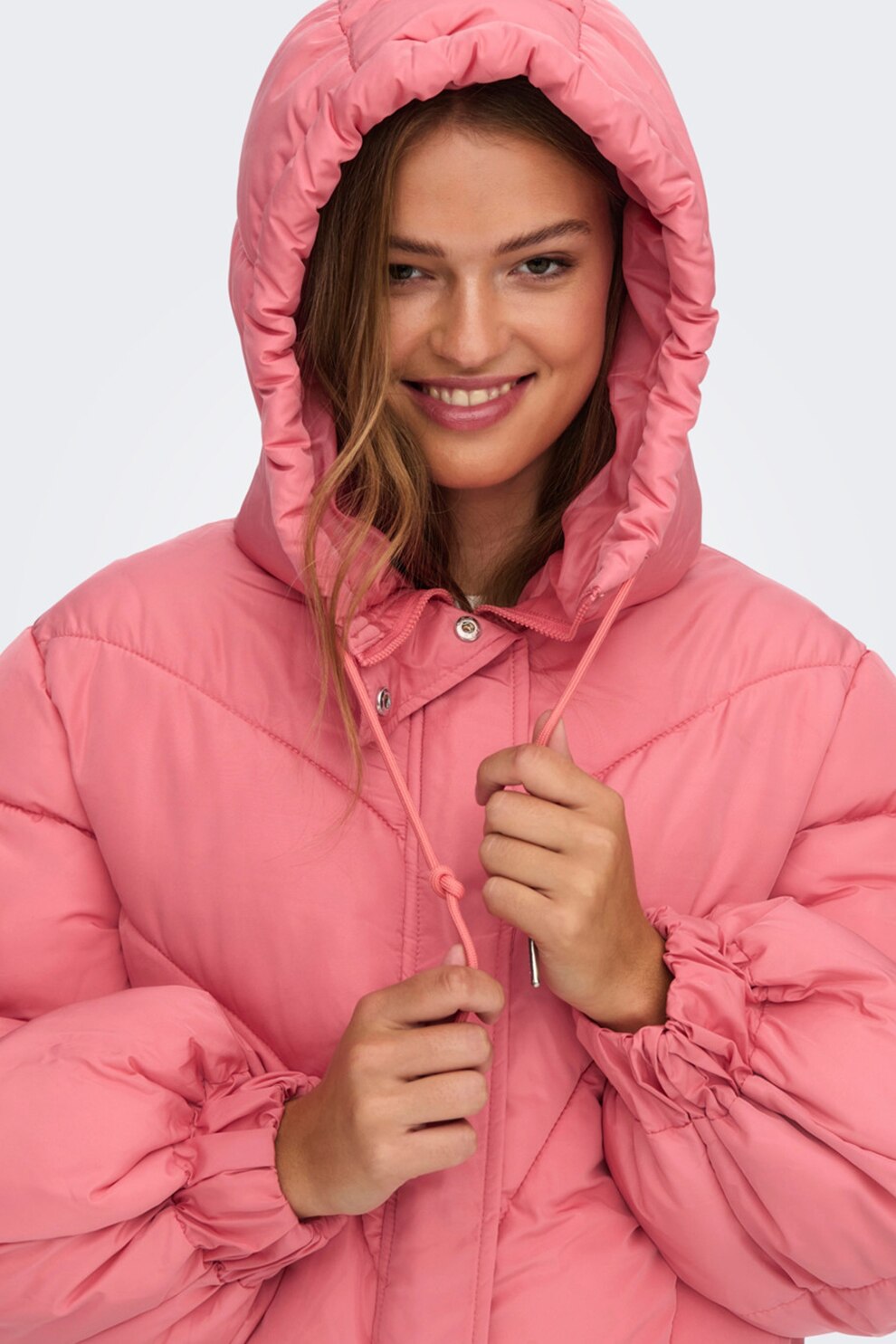 JdY, Geaca cu vatelina si gluga Destiny, Roz, L - eMAG.ro