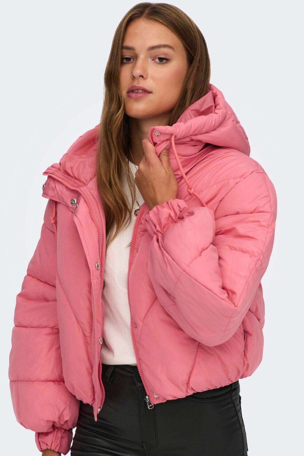 JdY, Geaca cu vatelina si gluga Destiny, Roz, L - eMAG.ro