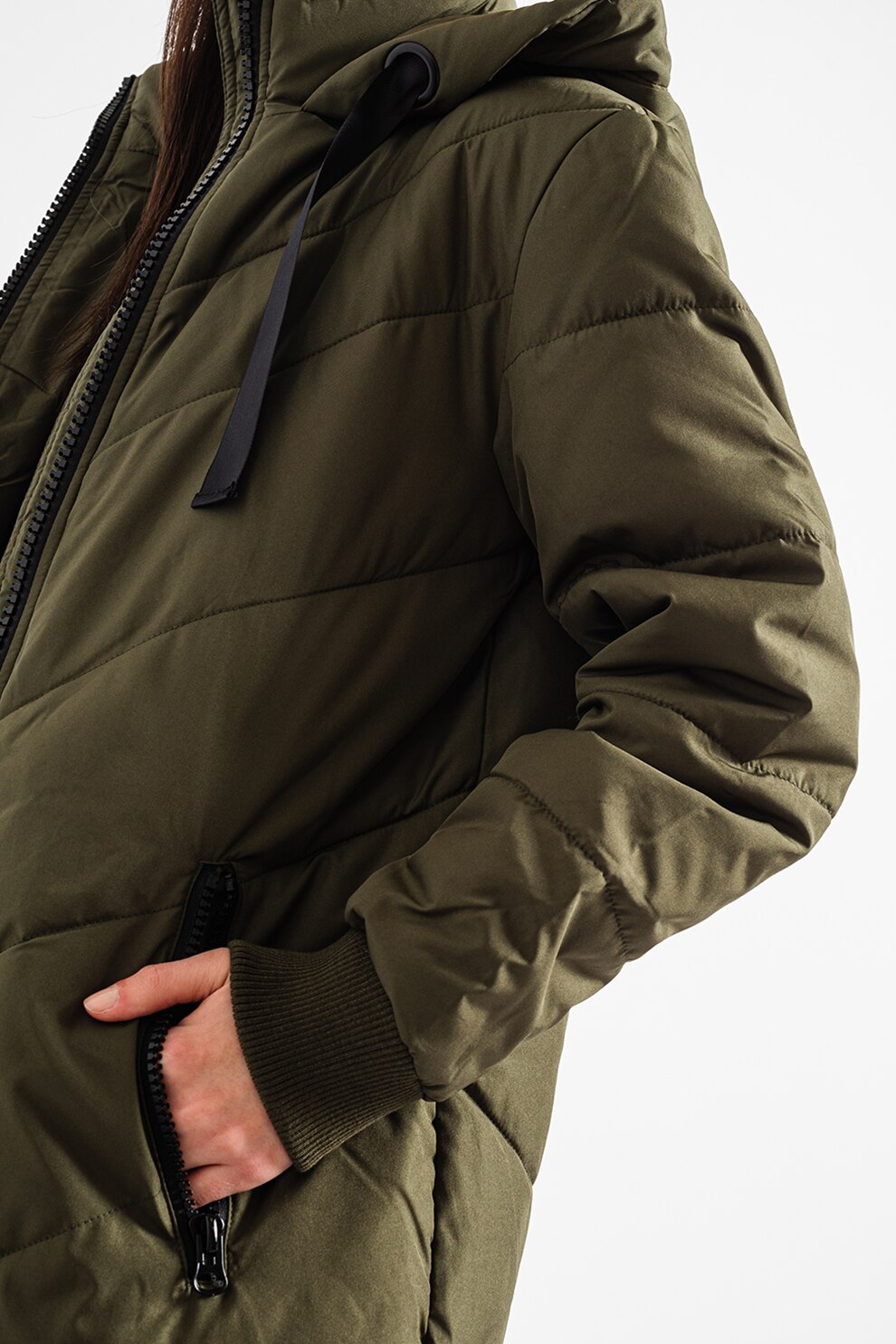 JdY, Geaca lunga cu vatelina Skylar, Verde inchis, M - eMAG.ro