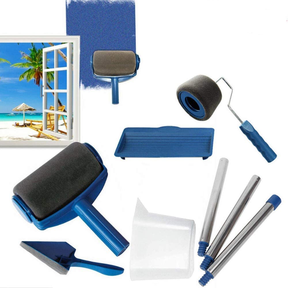 Set perii si unelte pentru vopsit, Yatovur, Metal/Burete, Albastru ...