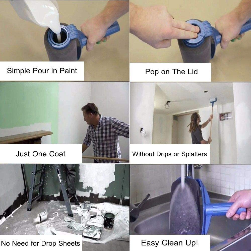 Set perii si unelte pentru vopsit, Yatovur, Metal/Burete, Albastru ...