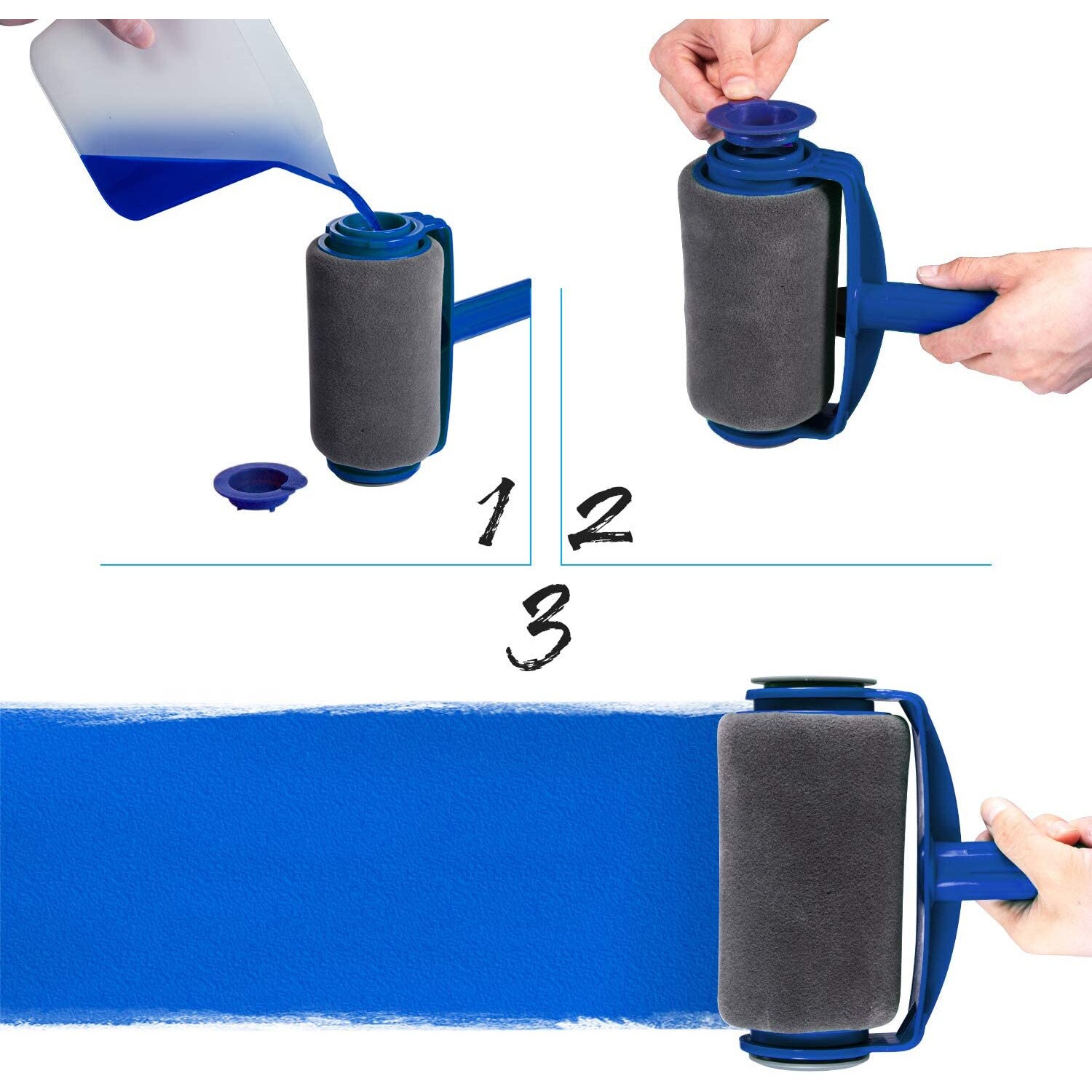 Set perii si unelte pentru vopsit, Yatovur, Metal/Burete, Albastru ...