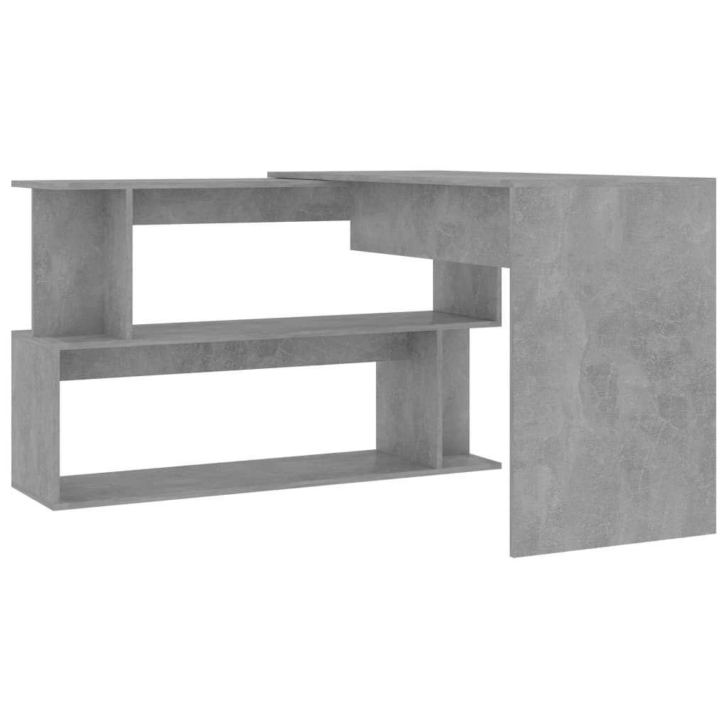 Birou de colt, gri beton, 200 x 50 x 76 cm, PAL, elegant si modern ...