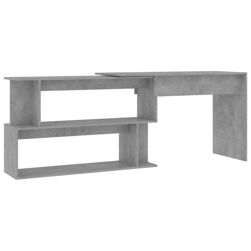 Birou de colt, gri beton, 200 x 50 x 76 cm, PAL, elegant si modern ...