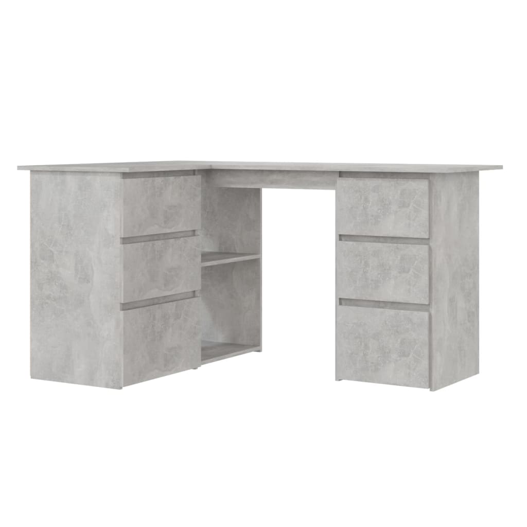 Birou de colt, gri beton, 145 x 100 x 76 cm, PAL, Vintage, pentru ...