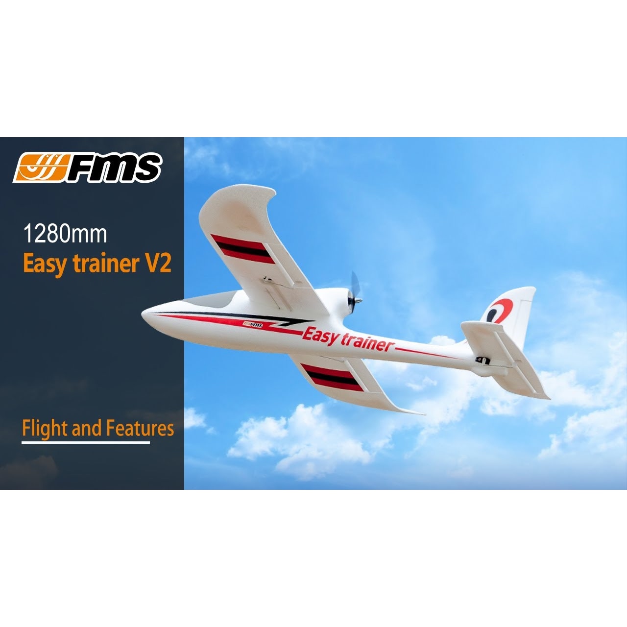 Авиомодел FMS, EASY TRAINER V2 RTF, Напълно оборудван, За начинаещи, С ...