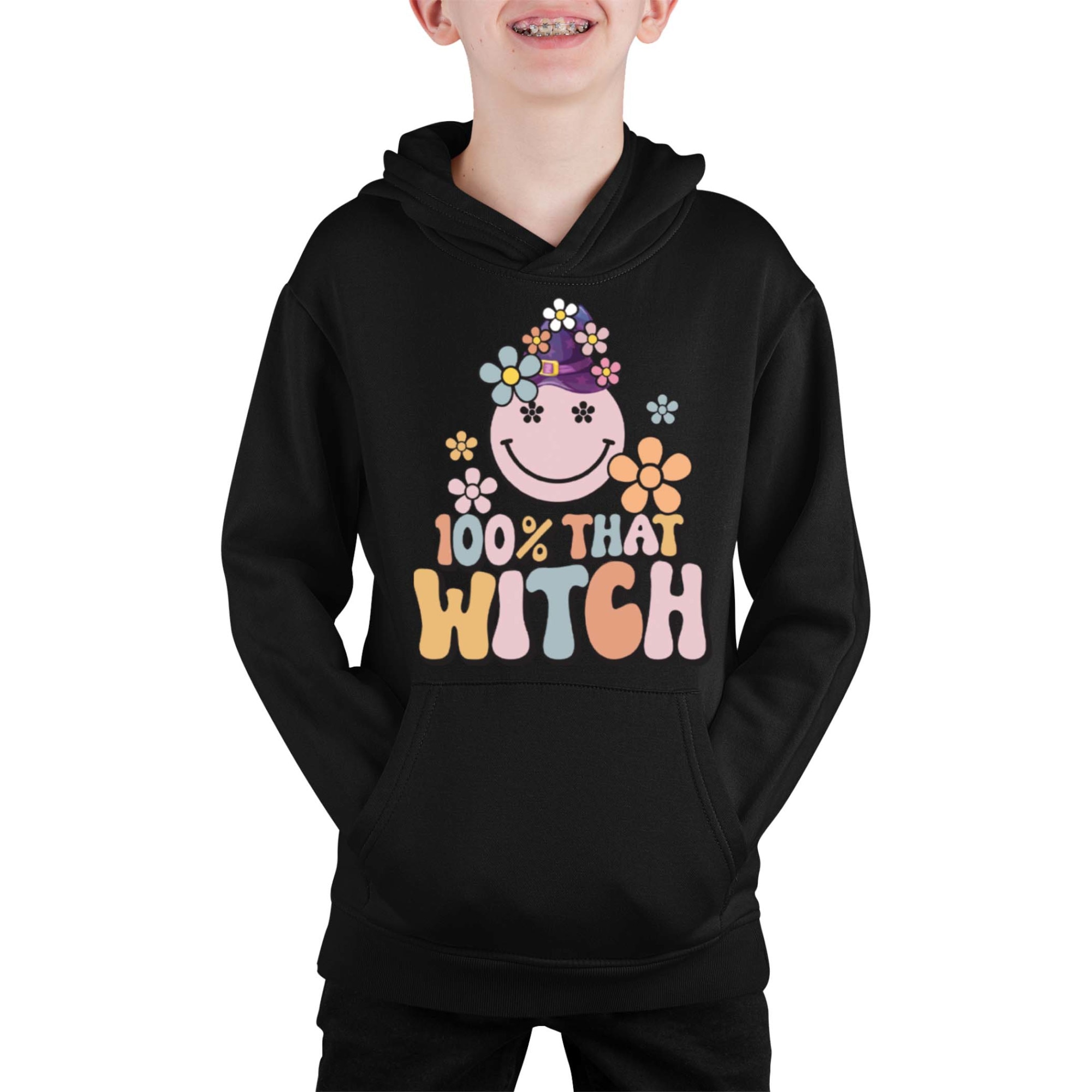 Детски суитчер Светии Halloween Tralala 100 percent that witch, Черен ...