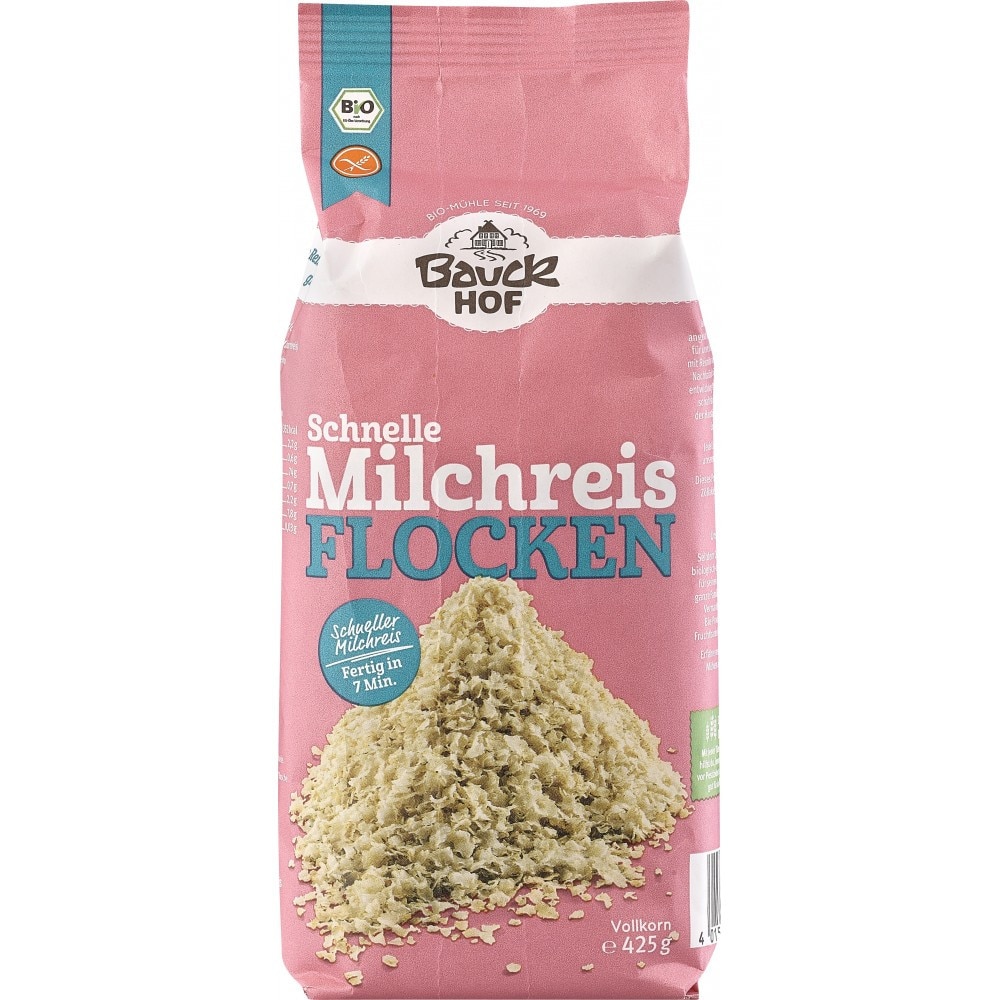 Fulgi bio de orez integral pentru lapte FARA GLUTEN, BauckHof, 425g ...