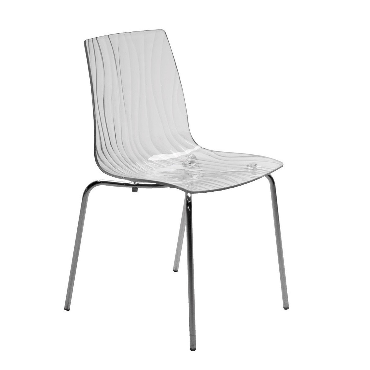Scaun Celia Transparent, cadrul cromat si scoica din policarbonat ...