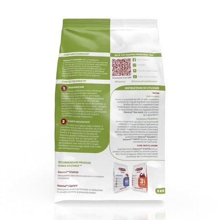 Ingrasamant gazon Starter, granule, 6 kg, fertilizant cu eliberare ...