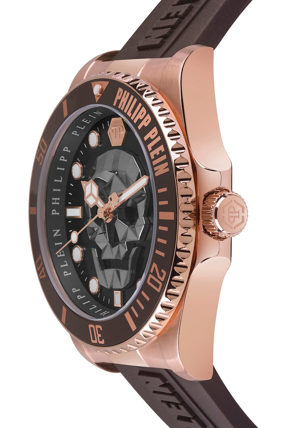 Philipp Plein, Ceas din otel inoxidabil cu o curea de silicon, Auriu ...