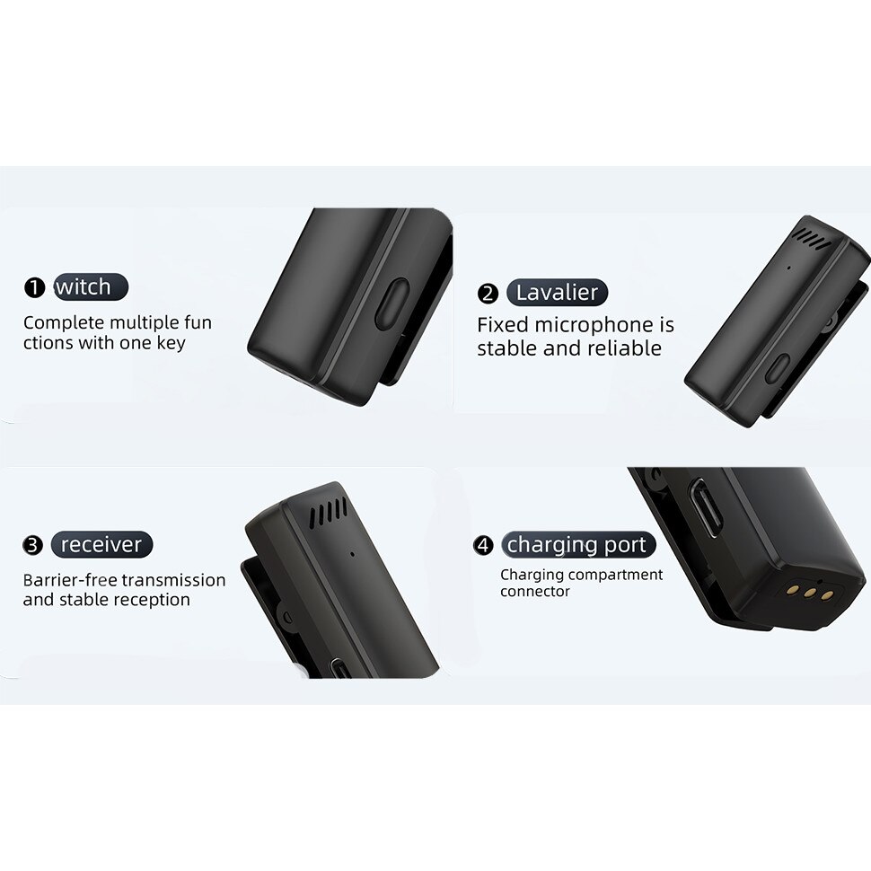 Microfon profesional lavaliera, Qyntech®, wireless, plug and play ...