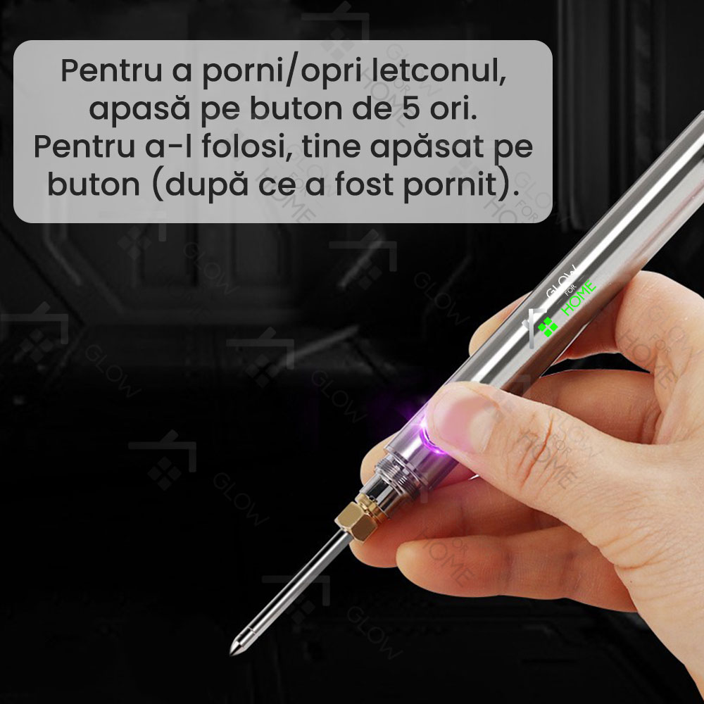 Set letcon portabil cu incarcare USB, GlowforHome, pistol pentru lipit ...