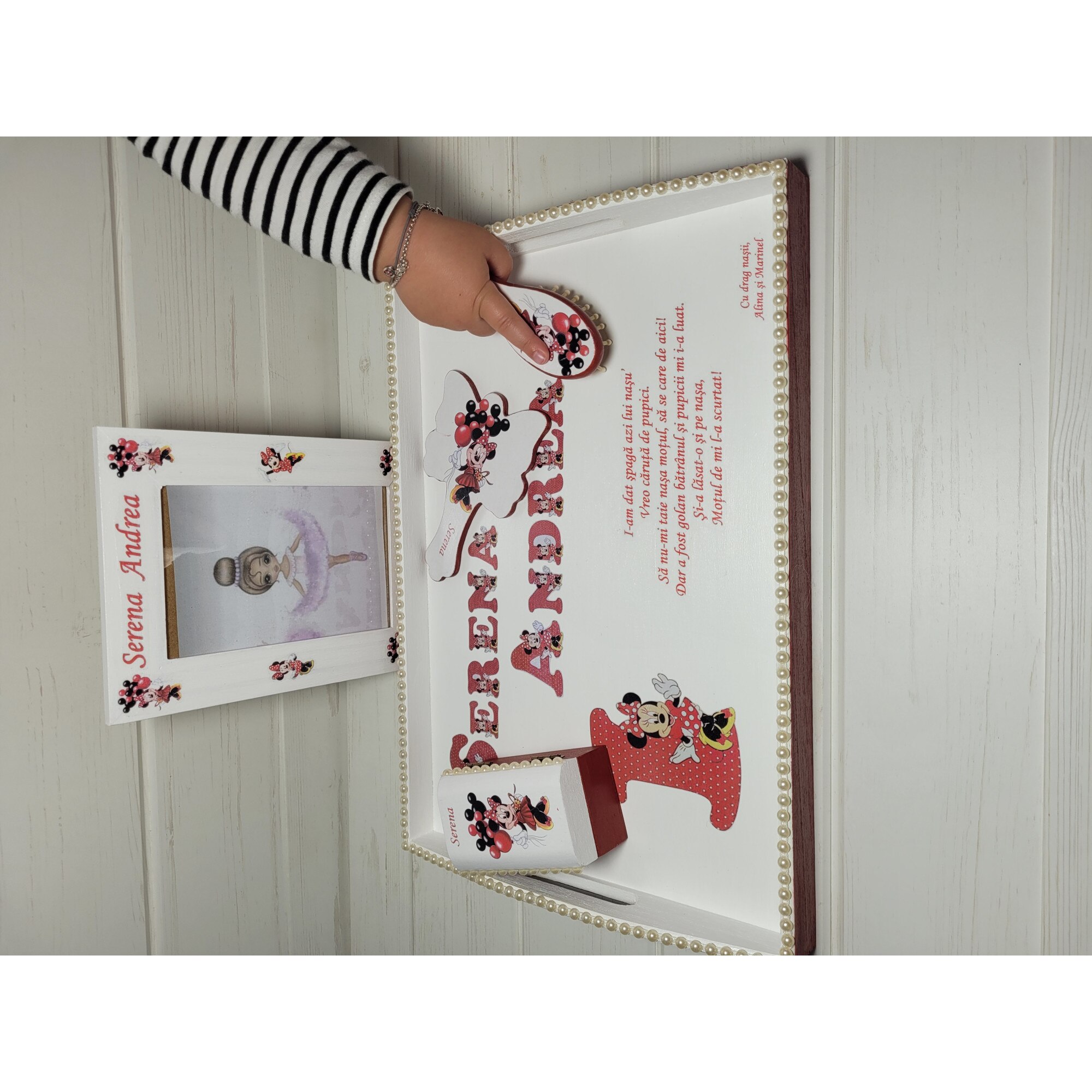 Set mot/turta - model Minnie Mouse - 8 piese, personalizare 100% ...