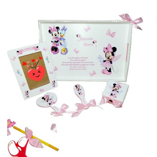 Set mot/turta - model Minnie Mouse - 8 piese, personalizare 100% ...