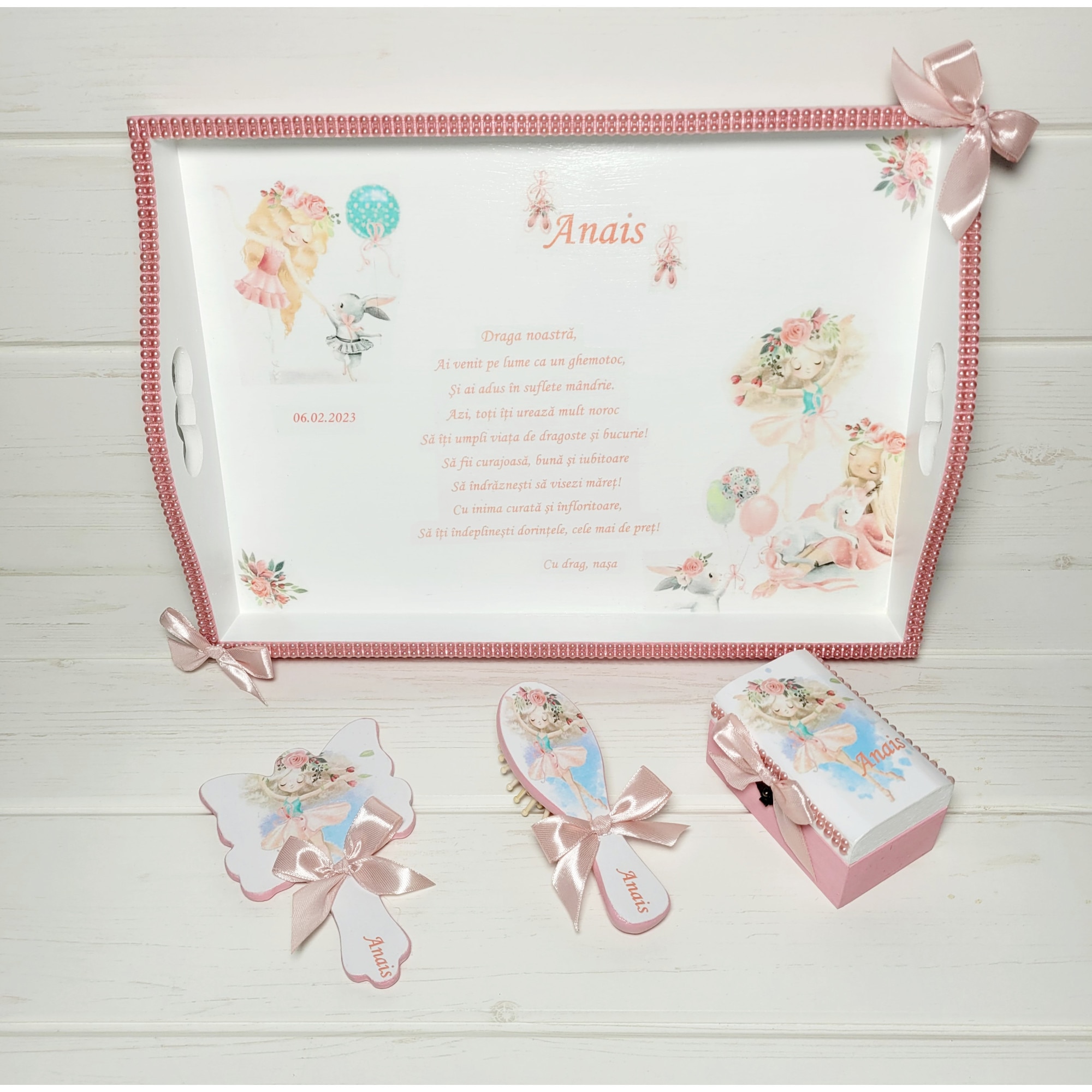 Set mot/ turta - model Mica Balerina - 7 piese, personalizare handmade ...