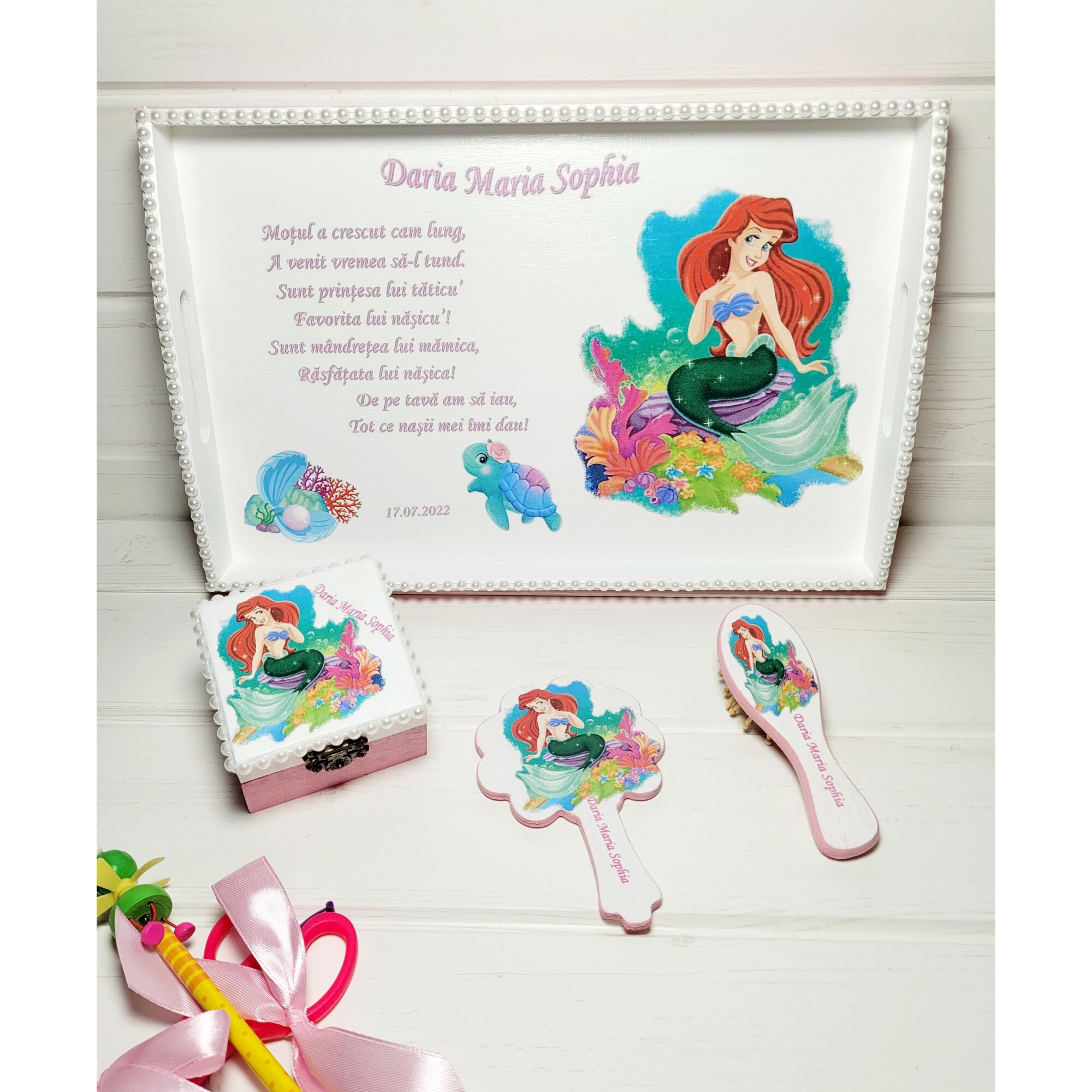 Set pentru turta/ taierea motului- Ariel -mica sirena-7 piese ...