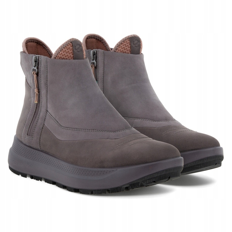 Ghete sport dama, Ecco Solice W, piele naturala, fermoar, gri, 35 Eu ...