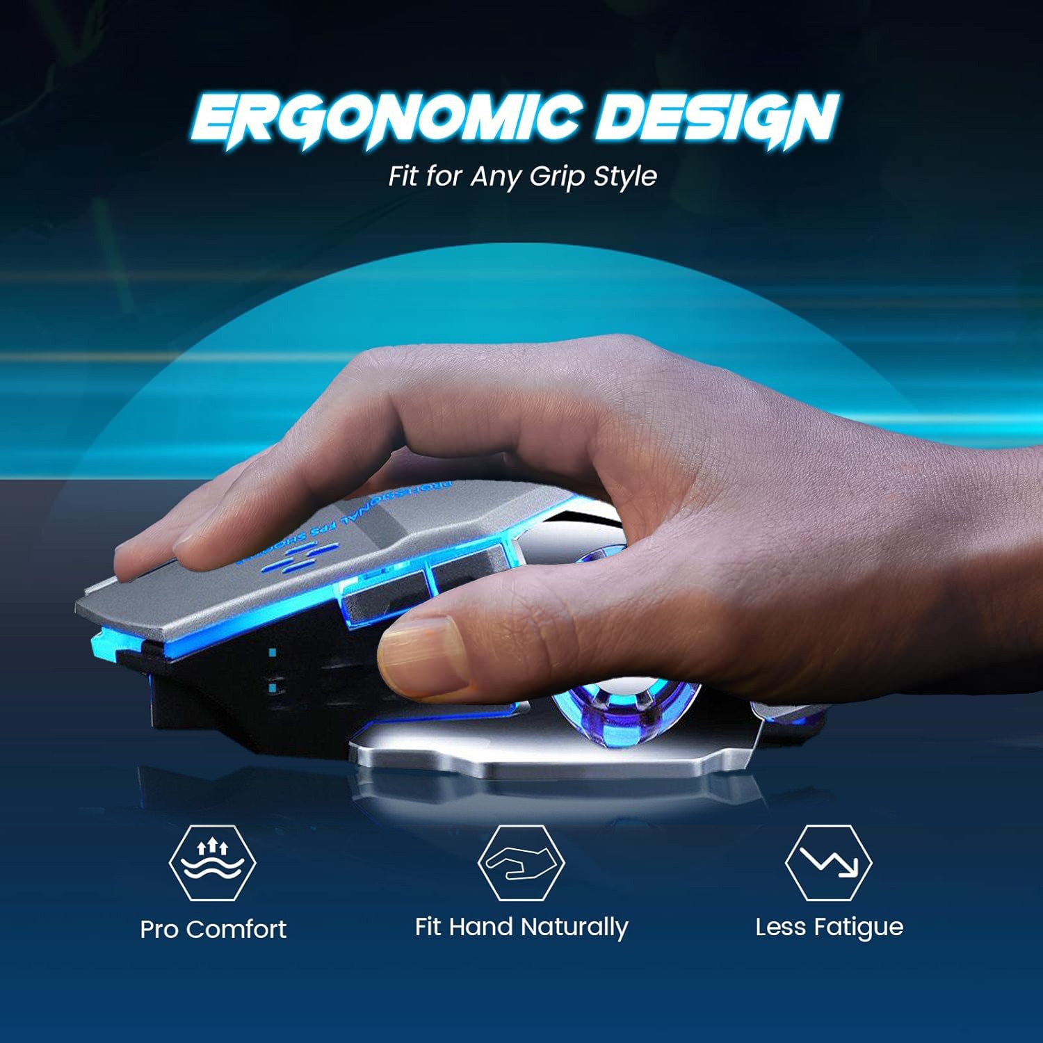 Mouse gaming, Excitat®, Receptor USB, 7 culori cu LED-uri, Mouse ...