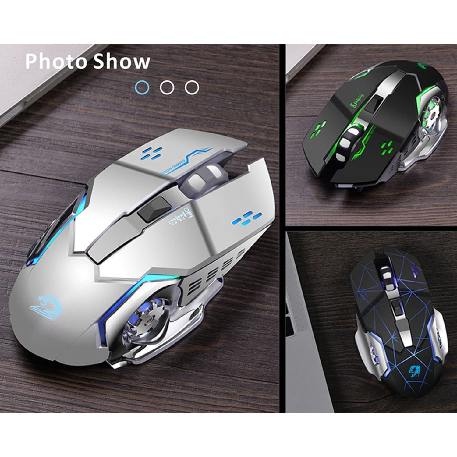 Mouse gaming, Excitat®, Receptor USB, 7 culori cu LED-uri, Mouse ...