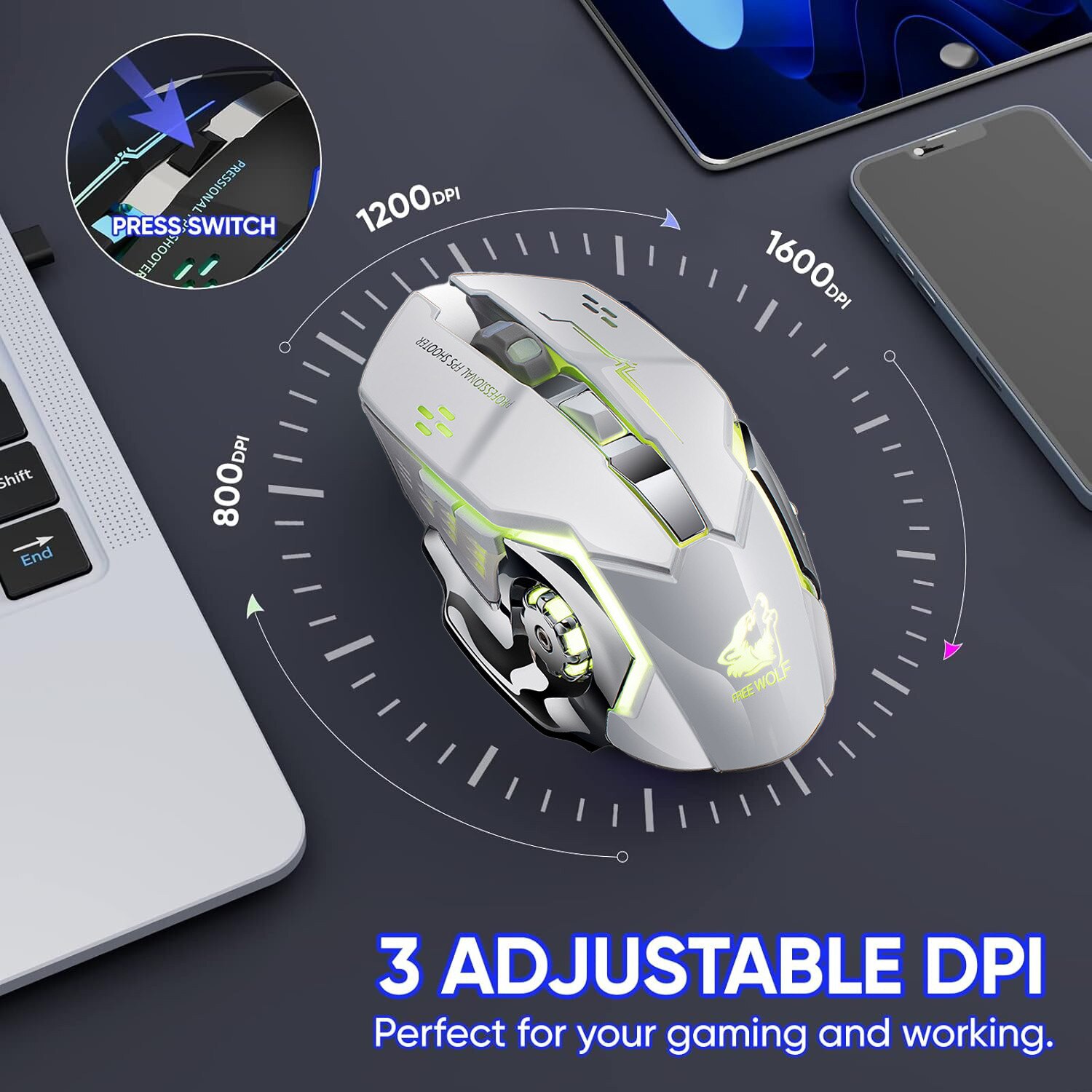 Mouse gaming, Excitat®, Receptor USB, 7 culori cu LED-uri, Mouse ...